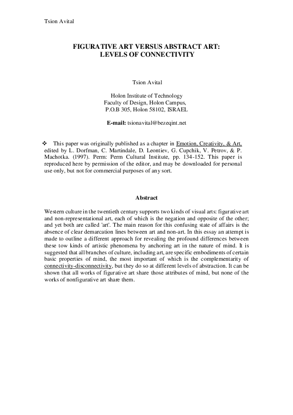 (PDF) Figurative Art Versus Abstract Art