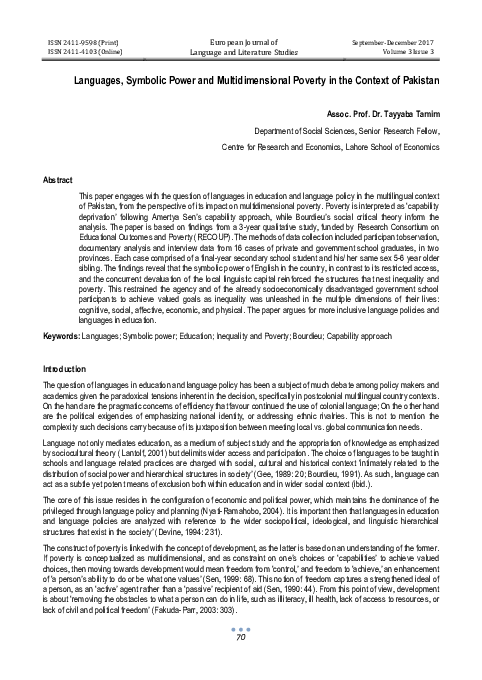 (PDF) Languages, Symbolic Power and Multidimensional Poverty in the ...
