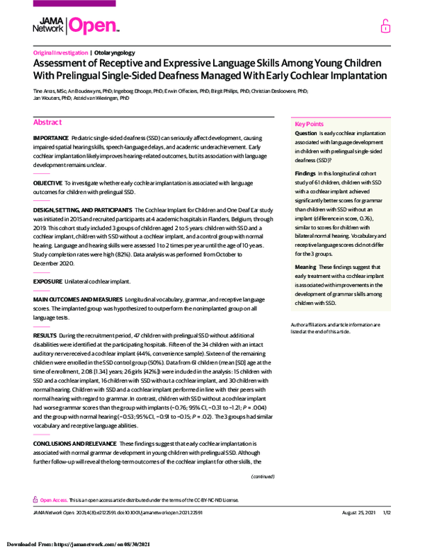 (PDF) Assessment of Receptive and Expressive Language Skills Among ...