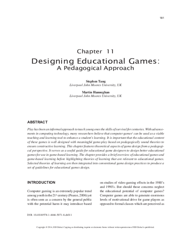 (PDF) Designing Educational Games