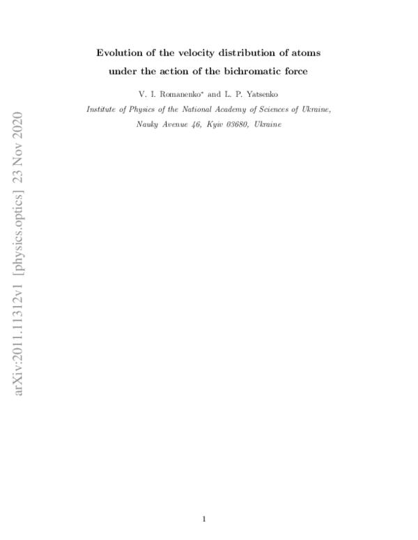 (PDF) Evolution of the velocity distribution of atoms under the action ...