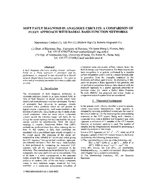 (PDF) Soft fault diagnosis in analogue circuits: a comparison of fuzzy approach with radial ...