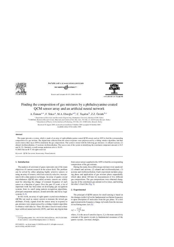 (PDF) Finding the composition of gas mixtures by a phthalocyanine ...