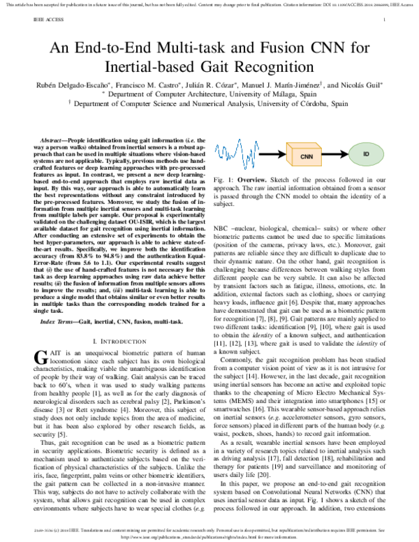 Pdf An End To End Multi Task And Fusion Cnn For Inertial Based Gait