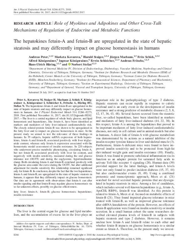 (PDF) The Hepatokines Fetuin-A and Fetuin-B are up-regulated in the ...