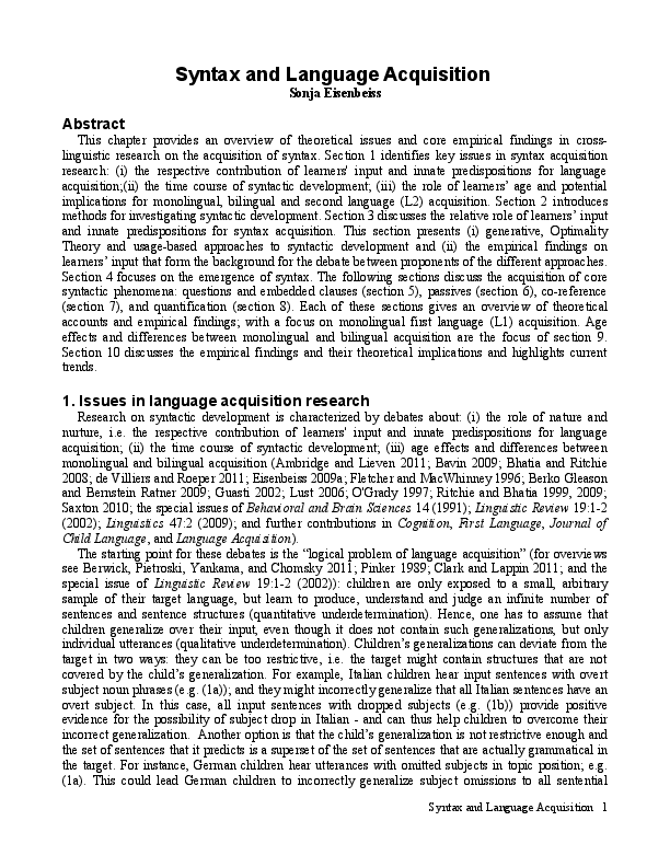 (DOC) Syntax and Language Acquisition