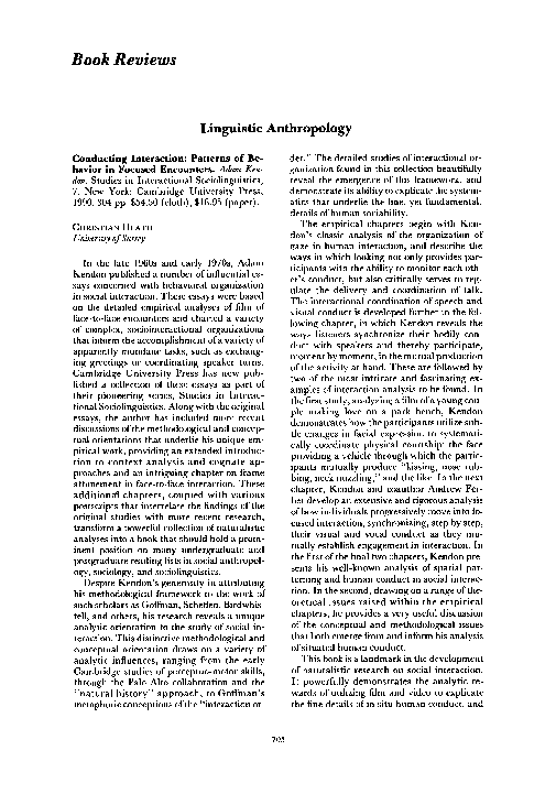 (PDF) Conducting Interaction: Patterns of Behavior in Focused ...