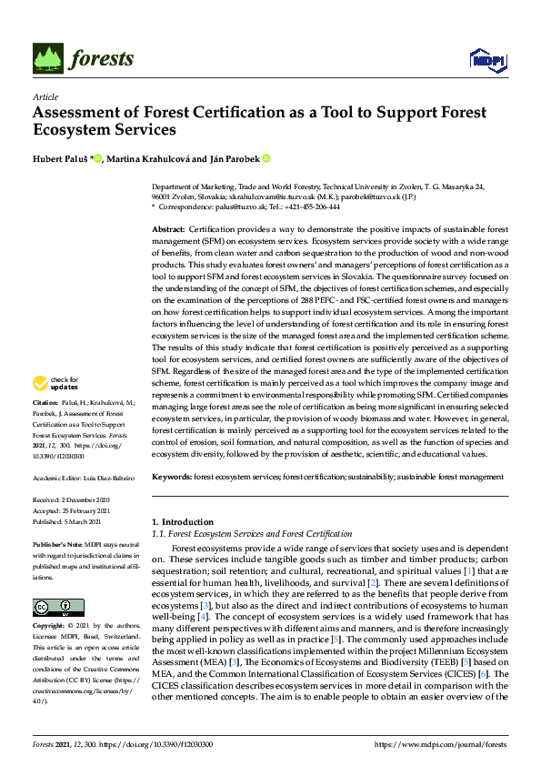 (PDF) Assessment of Forest Certification as a Tool to Support Forest ...