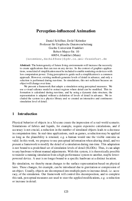 (PDF) Perception-influenced Animation