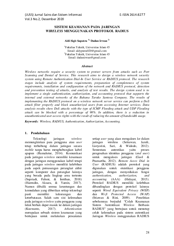 (PDF) Sistem Keamanan Pada Jaringan Wireless Menggunakan Protokol RADIUS