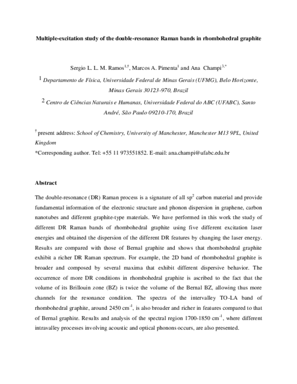 (PDF) Multiple-excitation study of the double-resonance Raman bands in rhombohedral graphite