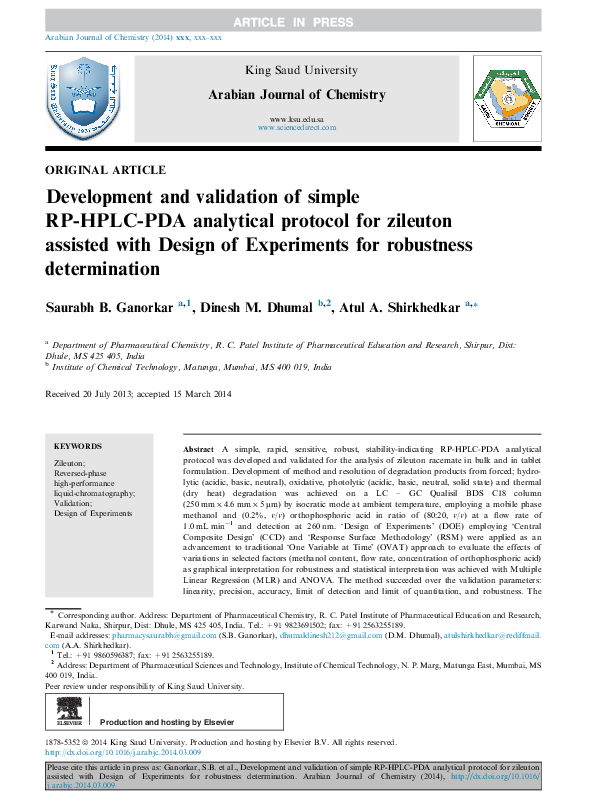 Pdf Development And Validation Of Simple Rp Hplc Pda Analytical