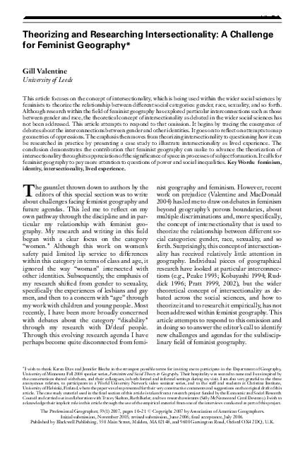 (PDF) Theorizing and Researching Intersectionality: A Challenge for ...