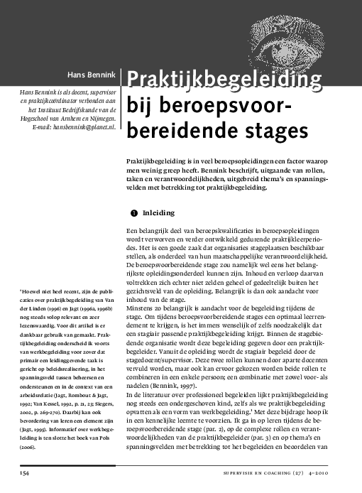 (PDF) Praktijkbegeleiding bij beroepsvoorbereidende stages