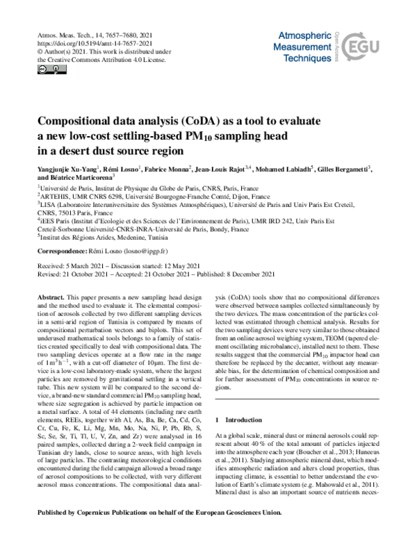 Pdf Compositional Data Analysis Coda As A Tool To Evaluate A New Low Cost Settling Based Pm