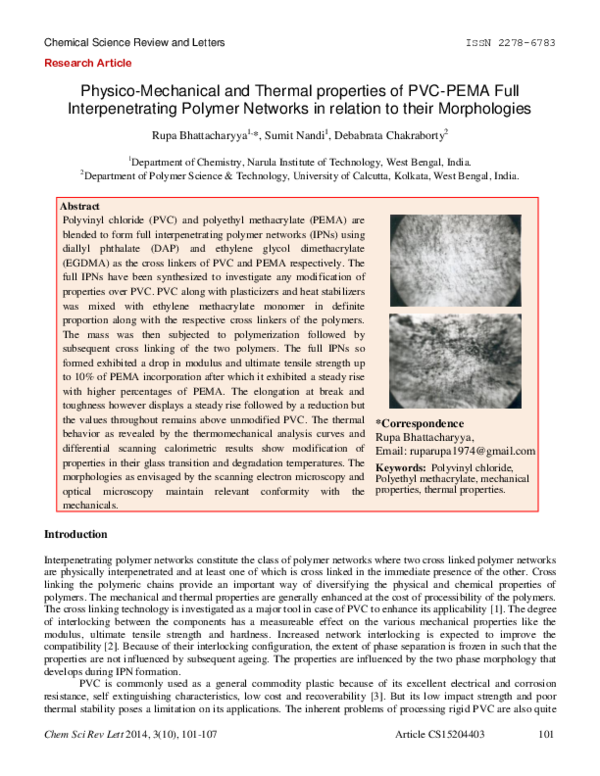 (PDF) Physico-Mechanical and Thermal properties of PVC-PEMA Full ...