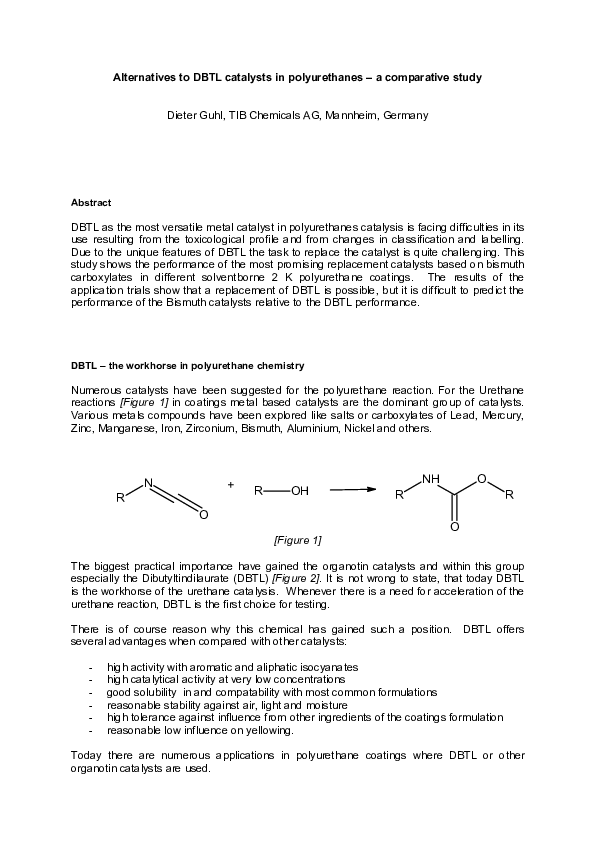 (PDF) Alternatives to DBTL catalysts in polyurethanes – a comparative study