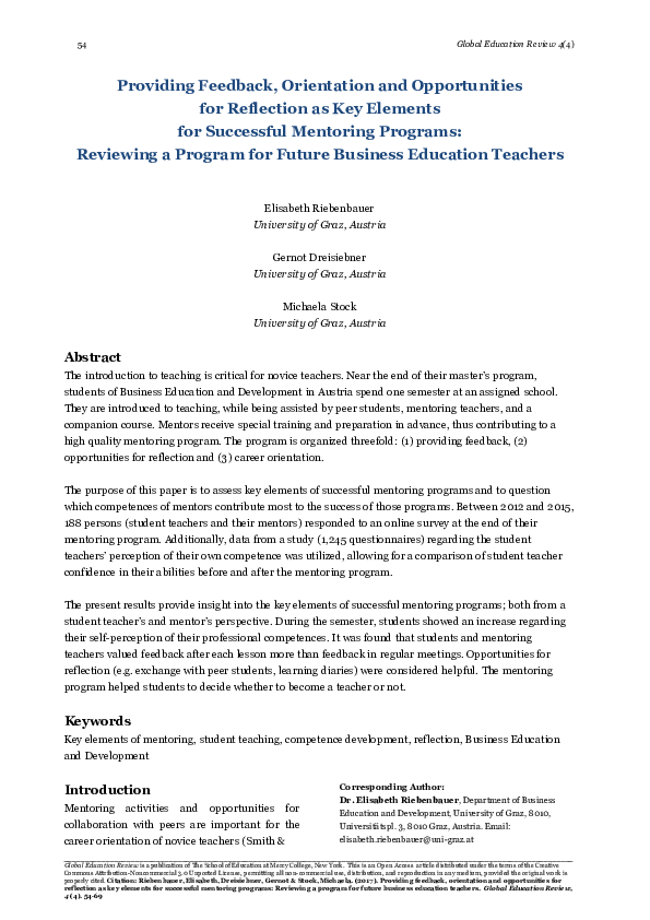 (PDF) Providing feedback, orientation and opportunities for reflection ...