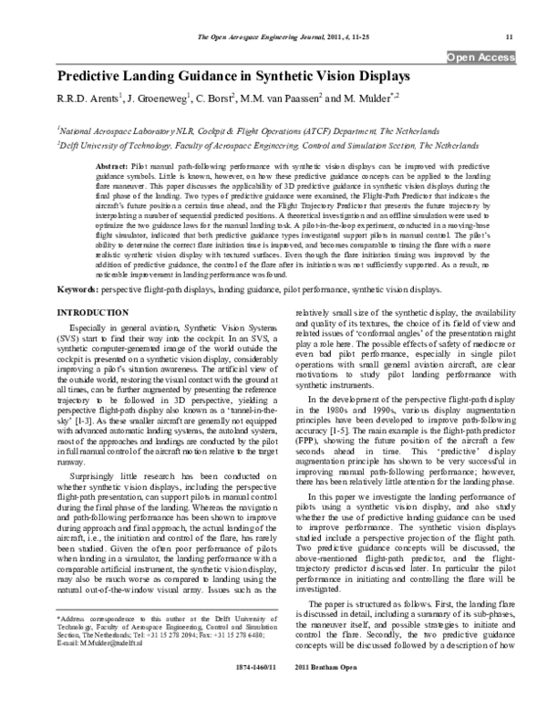 (PDF) Predictive Landing Guidance in Synthetic Vision Displays
