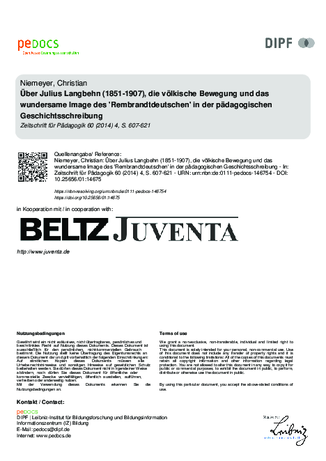 (PDF) Über Julius Langbehn (1851–1907), die völkische Bewegung und das ...