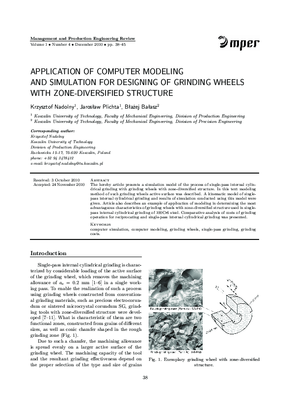 (PDF) Application of computer modeling and simulation for designing of grinding wheels with zone ...