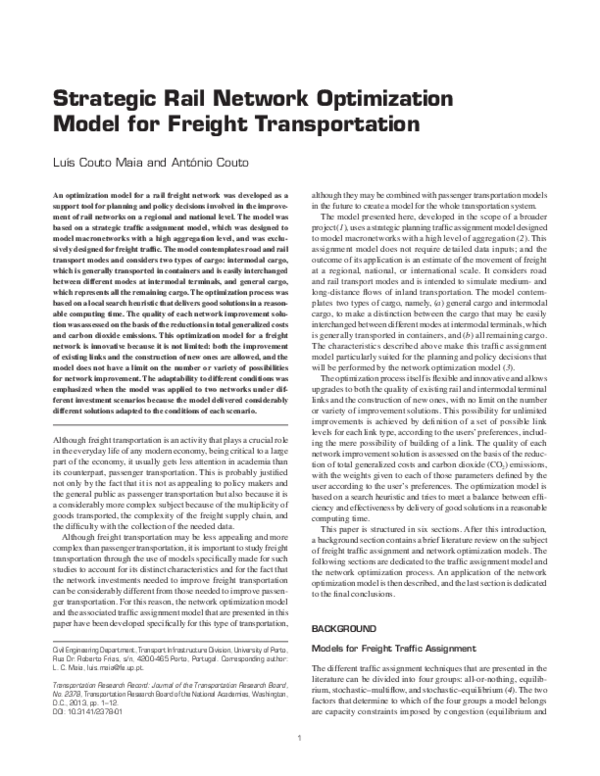 (PDF) Strategic Rail Network Optimization Model for Freight ...