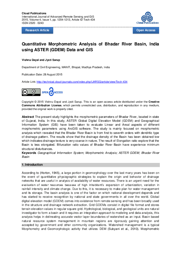 (PDF) Quantitative Morphometric Analysis of Bhadar River Basin, India ...