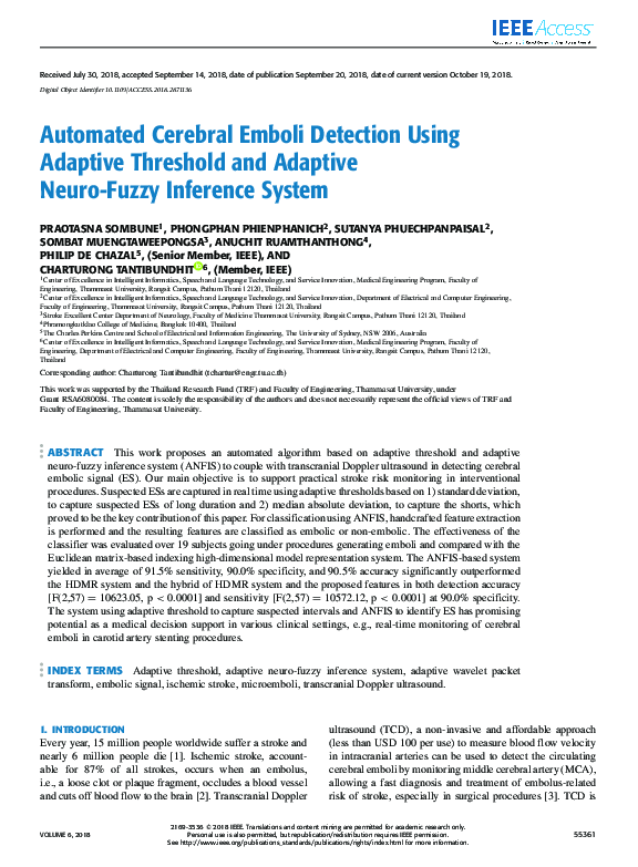 (PDF) Automated Cerebral Emboli Detection Using Adaptive Threshold and ...