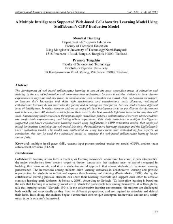 (PDF) A Multiple Intelligences Supported Web-based Collaborative ...