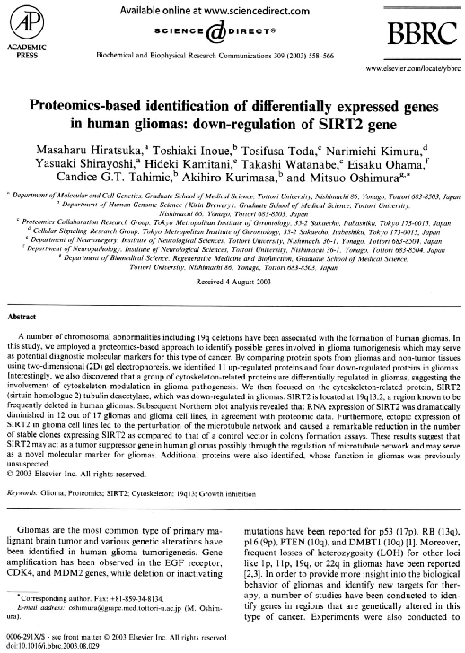 (PDF) Proteomics-based identification of differentially expressed genes in human gliomas: down ...