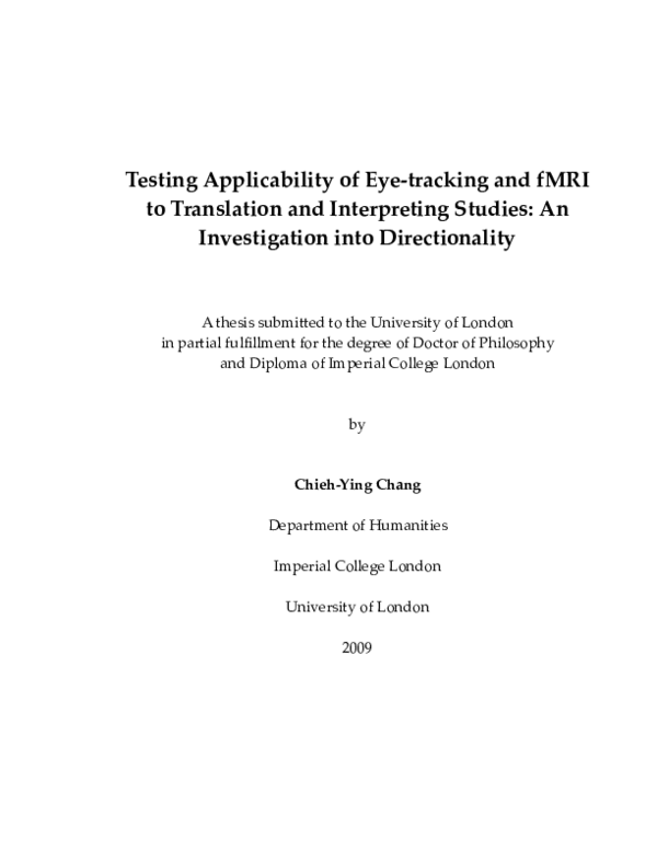 (PDF) Testing Applicability of Eye-Tracking and fMRI to Translation and ...