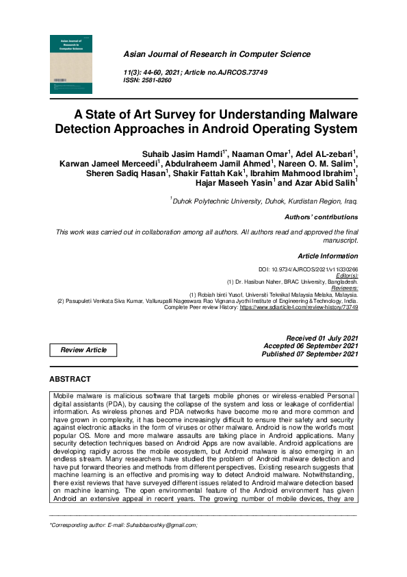Pdf A State Of Art Survey For Understanding Malware Detection