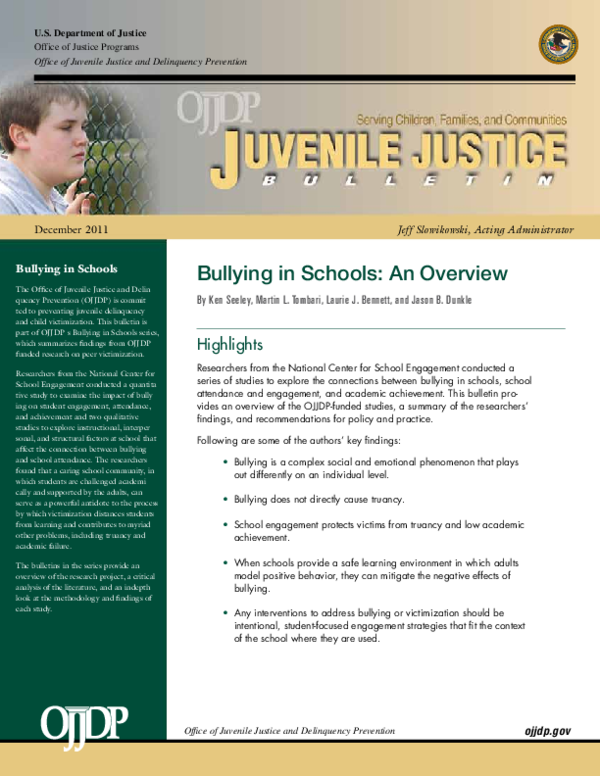 (PDF) Bullying in Schools: An Overview