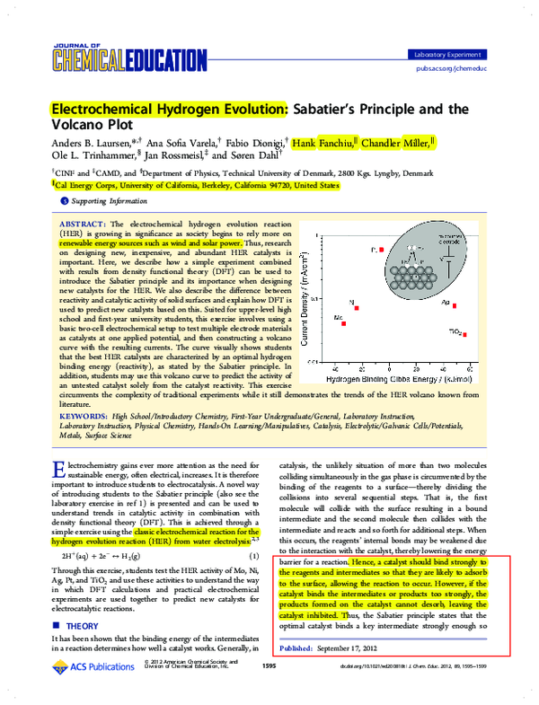 (PDF) Electrochemical Hydrogen Evolution: Sabatier’s Principle and the ...