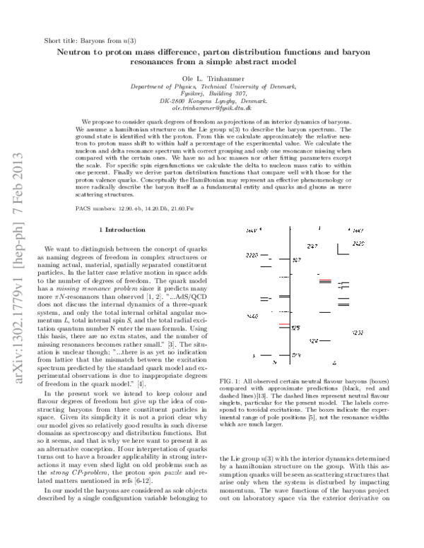 (PDF) Neutron to proton mass difference, parton distribution functions ...