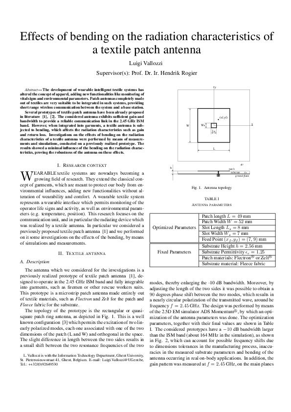 (PDF) Effects of bending on the radiation characteristics of a textile ...