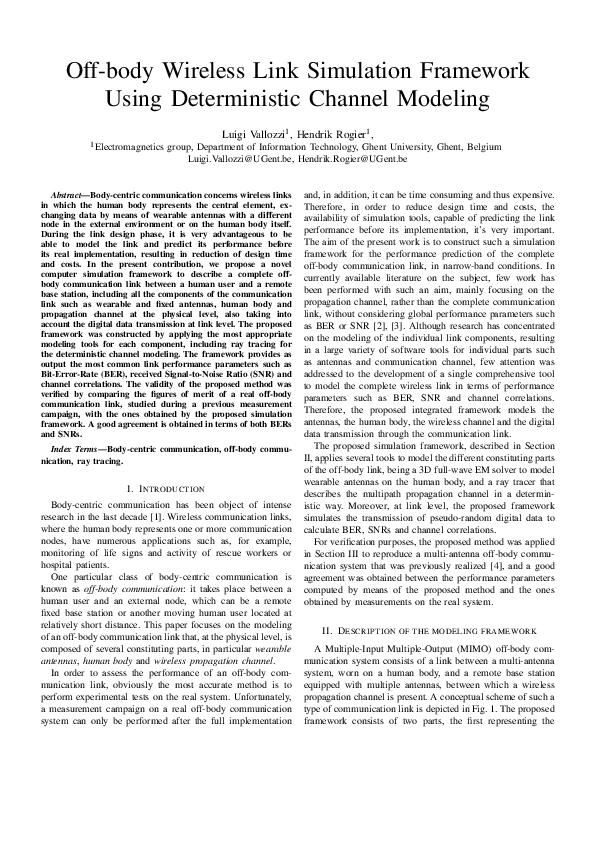 (PDF) Off-body wireless link simulation framework using deterministic ...
