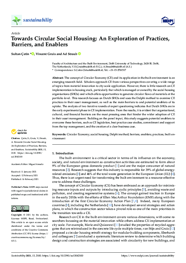 (PDF) Towards Circular Social Housing: An Exploration of Practices ...