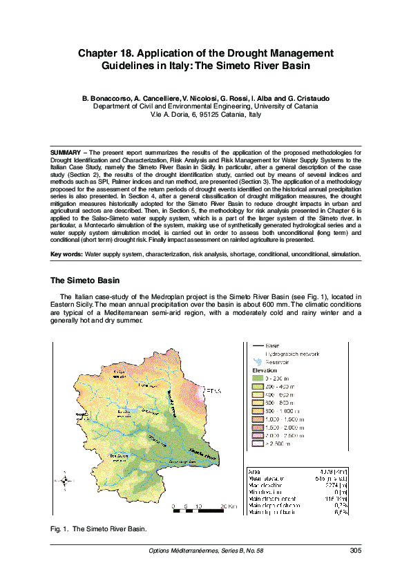 (PDF) Chapter 18. Application of the Drought Management Guidelines in Italy: The Simeto River ...