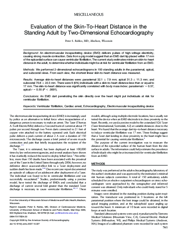 (PDF) Evaluation of the Skin-To-Heart Distance in the Standing Adult by ...