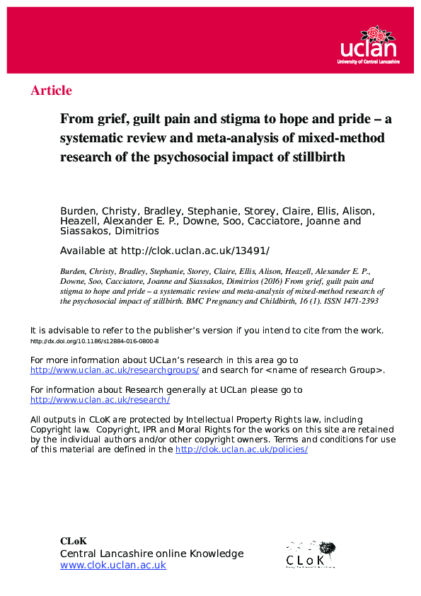 (PDF) From grief, guilt pain and stigma to hope and pride - a ...
