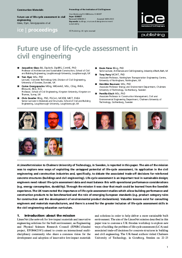 (PDF) Future use of life-cycle assessment in civil engineering