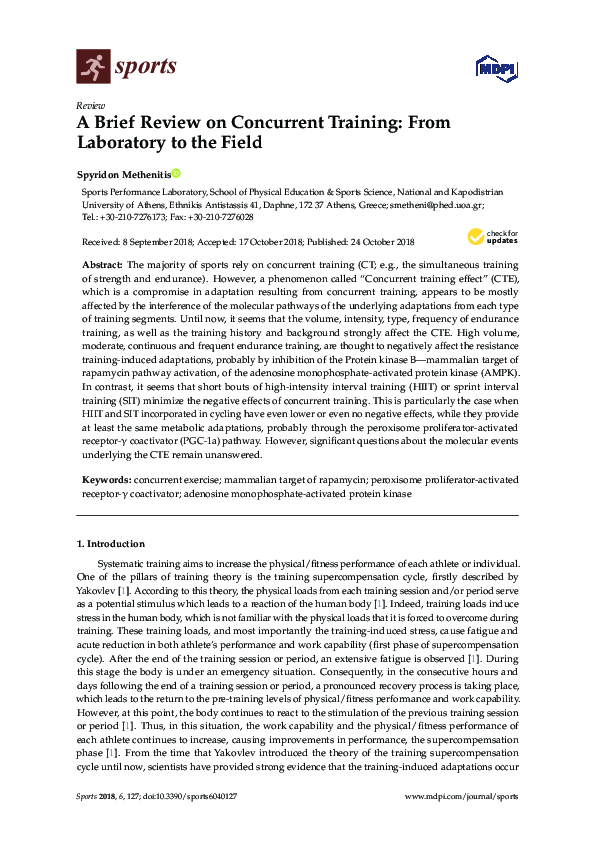 (PDF) A Brief Review on Concurrent Training: From Laboratory to the Field
