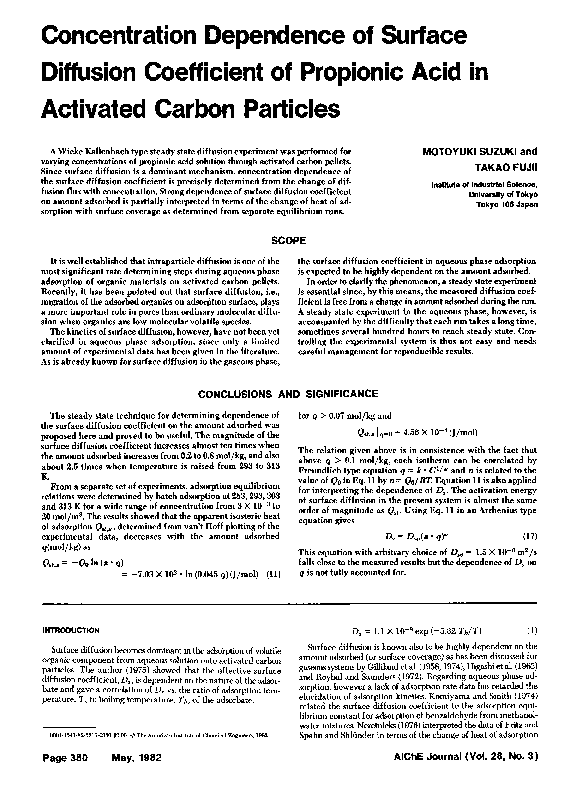 (PDF) Concentration dependence of surface diffusion coefficient of ...