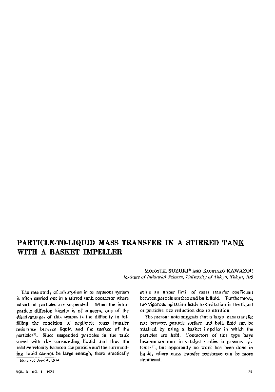 (PDF) Particle-To-Liquid Mass Transfer in a Stirred Tank with a Basket ...