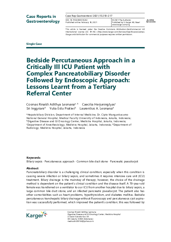 (PDF) Bedside Percutaneous Approach in a Critically Ill ICU Patient ...