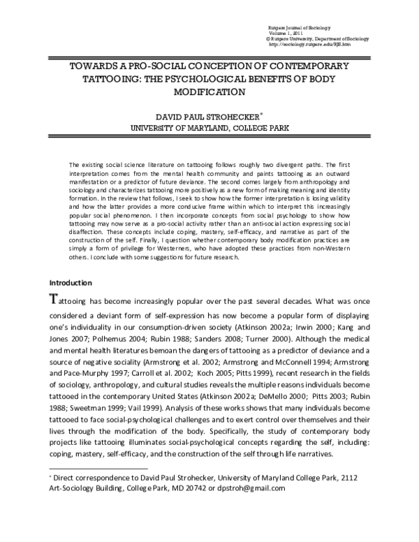 (PDF) Towards a Pro-Social Conception of Contemporary Tattooing: The ...
