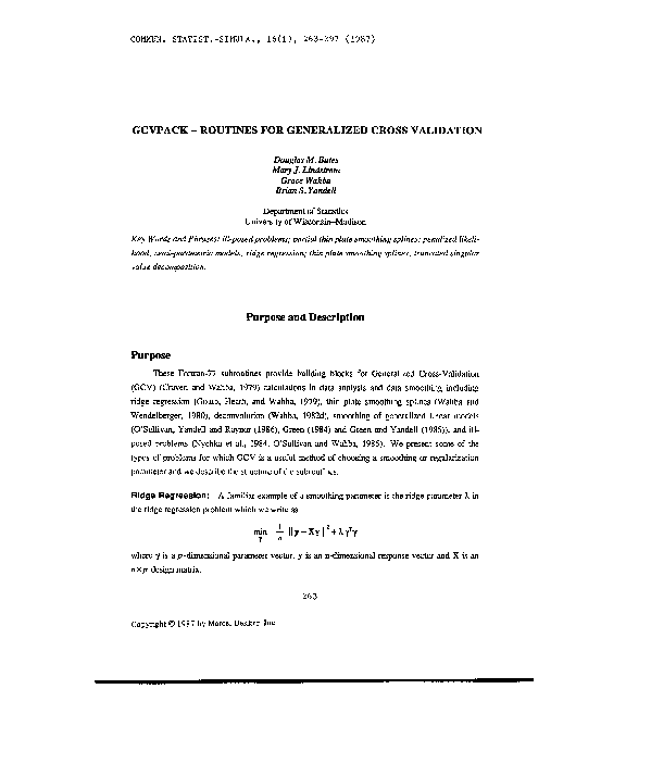 (PDF) Gcvpack – routines for generalized cross validation