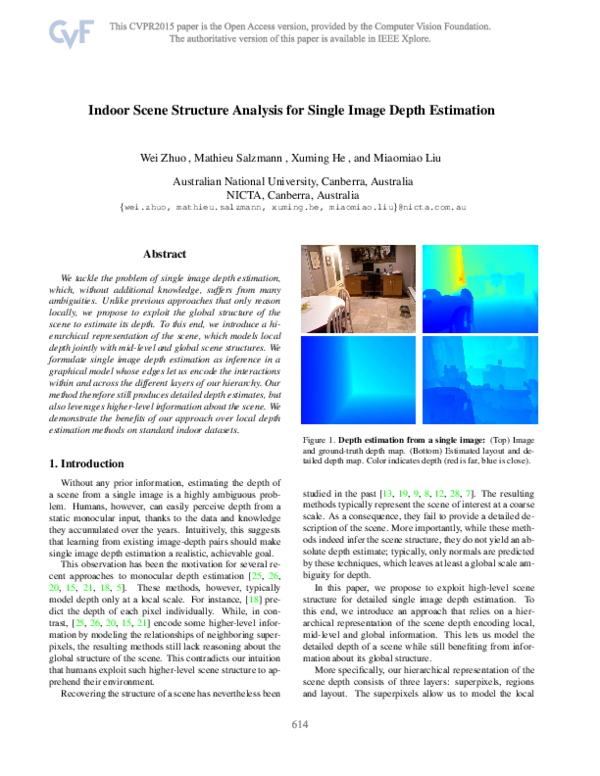 (PDF) Indoor Scene Structure Analysis for Single Image Depth Estimation
