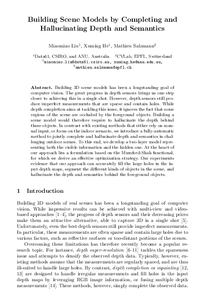 (PDF) 3D Scene Model Building via Depth Hallucination